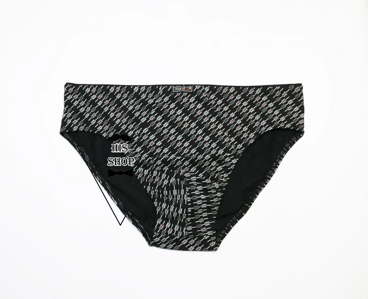 Черные хлопковые мужские трусы брифы с рисунком и двойной резинкой Fuko ...