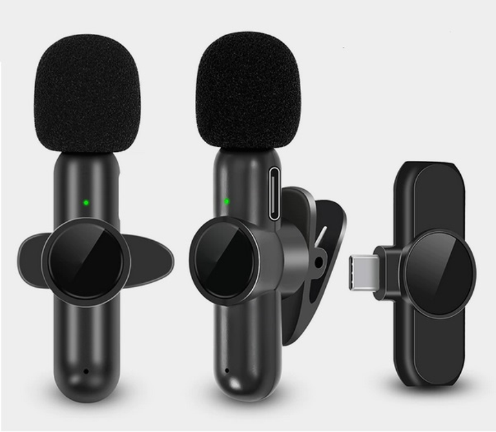 Микрофон петличный беспроводной для смартфона 2 микрофона Type-C ...