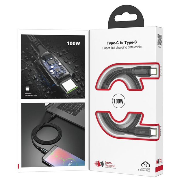 Кабель USB Hoco S51 Type C to Type C 100W 1.2m зарядка до 3A, мощность ...