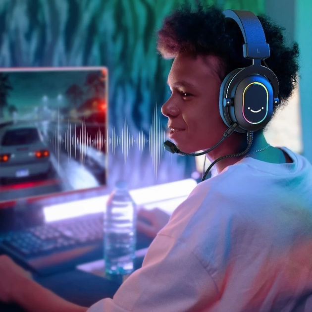 Наушники накладные Fifine H6 Черный USB со съемным микрофоном + RGB ...