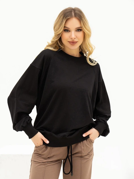 Свитшот оверсайз женский ISSA PLUS 13705 M Черный (issa2007682340873) – в интернет-магазине ...