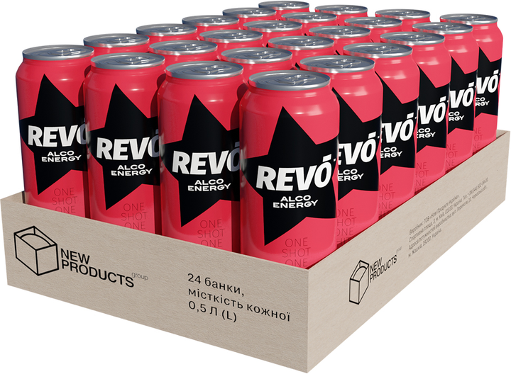 Упаковка слабоалкогольного напитка Revo Cherry Alco Energy 8.5% 0.5 л x ...
