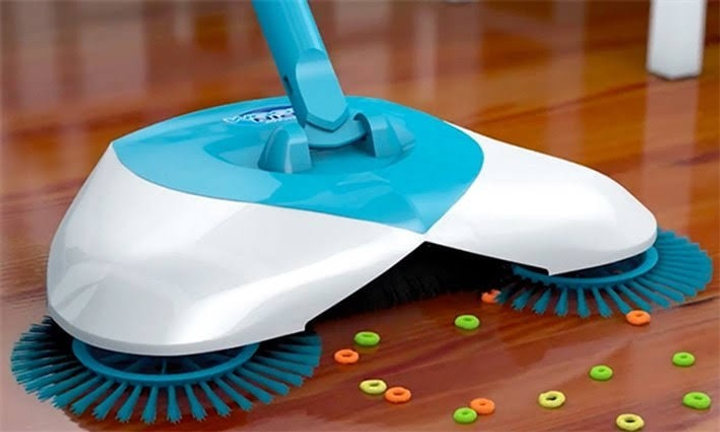 Механическая щетка веник с совком Hurricane Spin Broom Бело-голубая от ...