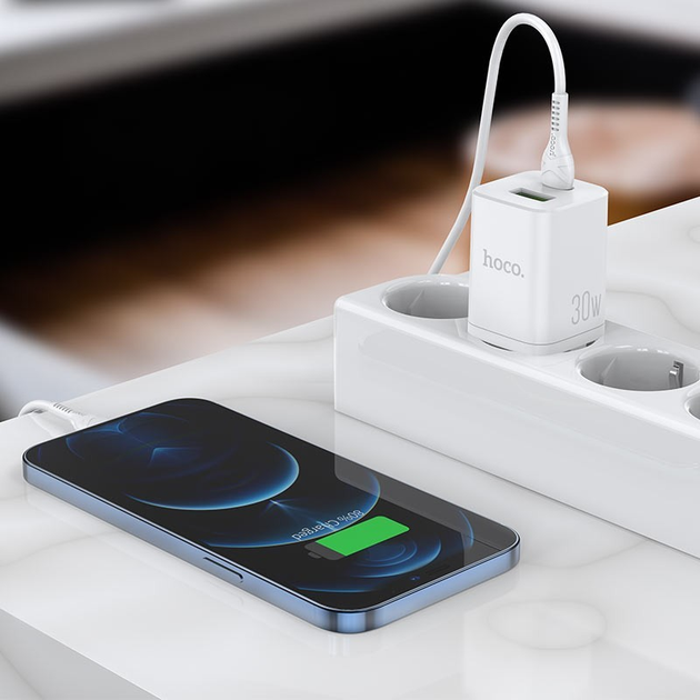 Сетевое зарядное устройство Hoco N13 PD 30W + QC3.0 Type C на Lightning ...