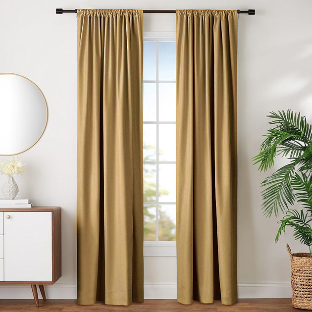 Комплект штор Lux Portiery Бархат-велюр Пастельно-горчичный 250×275 см ...