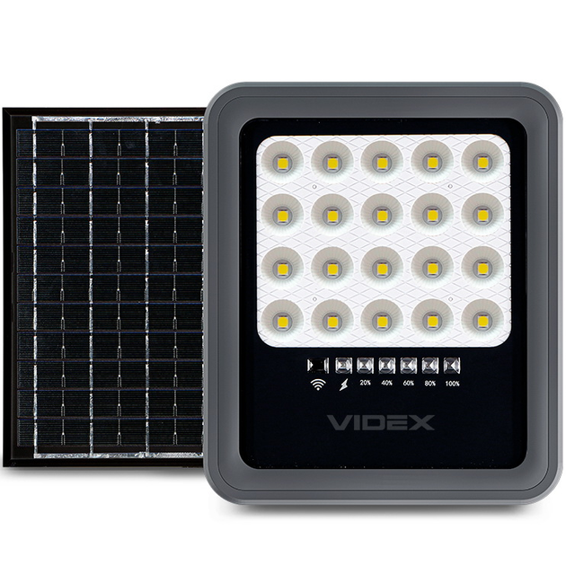 Прожектор на солнечной батарее VIDEX VLE-FSO3-205 500Lm 5000K с пультом ...
