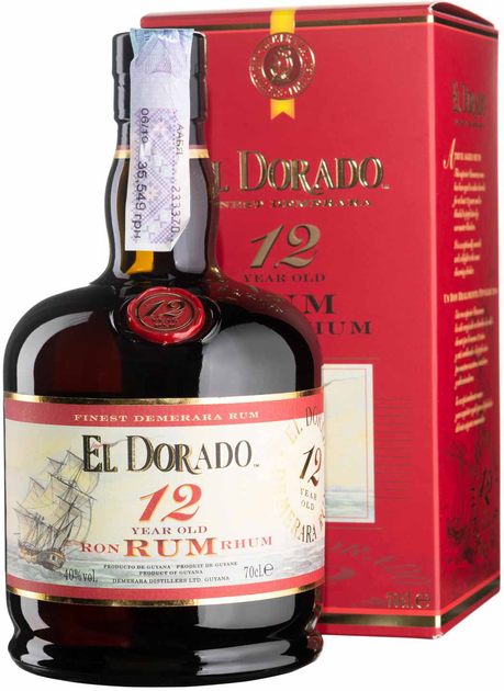 Ром El Dorado Dark 12 років витримки 0.7 л 40% Подарункова упаковка ...
