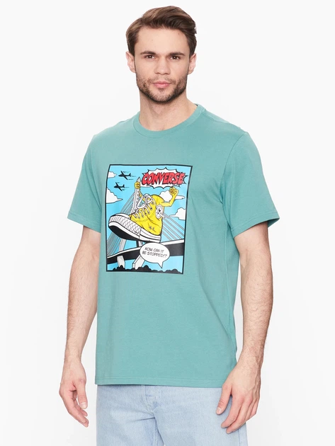 Футболка хлопковая длинная мужская Converse Shoe Hero Tee Algae Coast ...