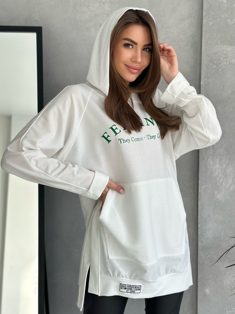 Худи оверсайз женское ISSA PLUS 13744 2XL Молочное (issa2007682346639 ...