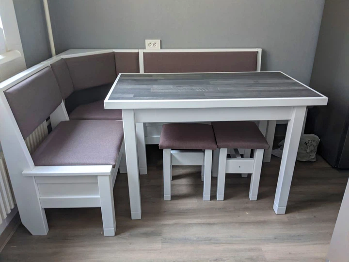 Кухонний куток зі столом і табуретами Туніс білий слонова кістка від фабрики Летро фото