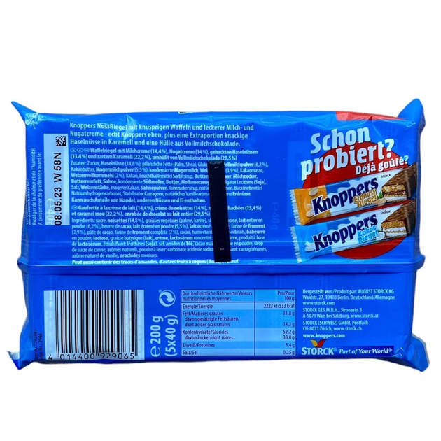 Шоколадные батончики Knoppers с фундуком (x5) 200 г – купить в Украине ...