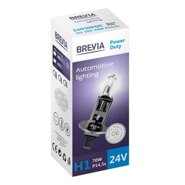 Галогеновая лампа Brevia H1 24V 70W P14.5s Power Duty CP 24010PDC ...