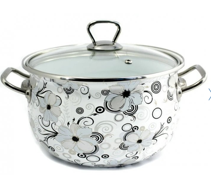 Каструля емальована Interos Мереживо 1279 з кришкою скло 4 л 20 см – фото, отзывы ...