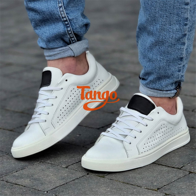 Кеды мужские белые 41р 27 см кожаные качественные летние кроссовки код ...