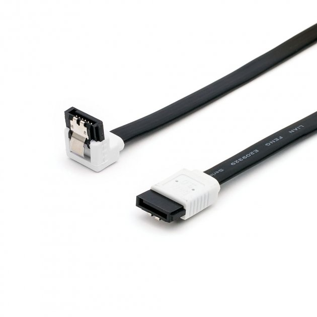Кабель SATA 3.0 0.5m Atcom, з клямкою чорний кутовий (17126) – фото ...