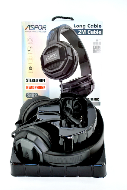 Наушники проводные для ПК Aspor S102 (микрофон, 2m) Graffite купить в ...