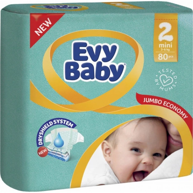 Подгузник Evy Baby Mini Размер 2 (3-6 кг) 80 шт. (8690506458812 ...