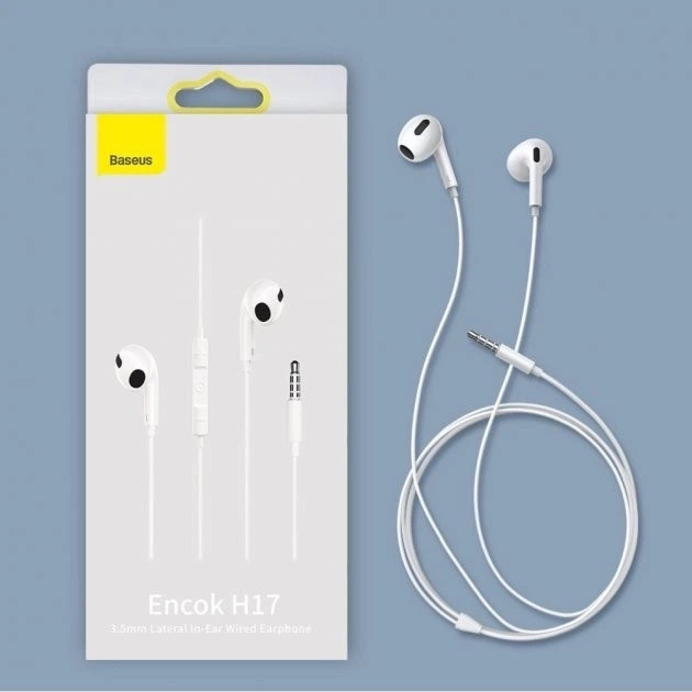 Навушники Baseus H17 Earphone 3.5mm гарнітура з мікрофоном White купить ...