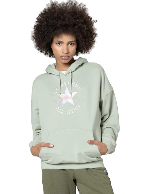 Худи оверсайз женское Converse Chuck Patch Graphic Hoodie Sage 10024525-376 L Summit Sage ...