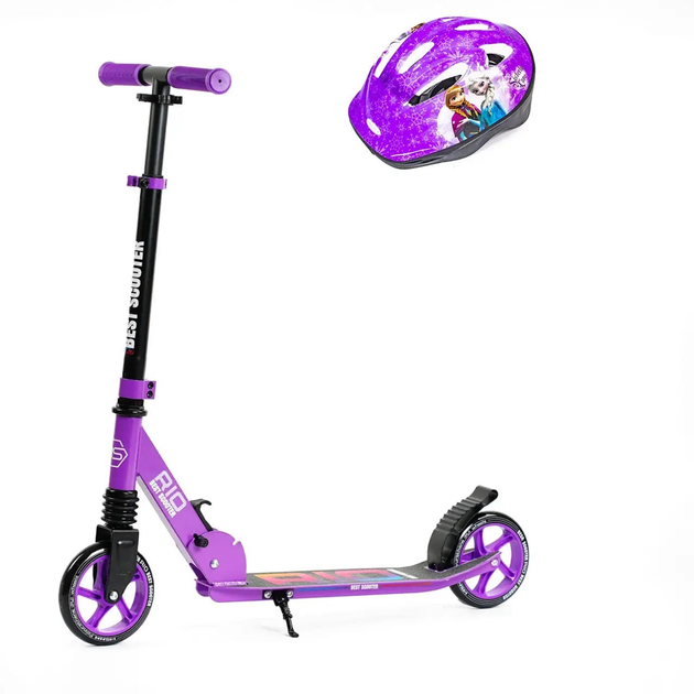 Дитячий Самокат двоколісний з шоломом Best Scooter Rio фіолетовий колір ...