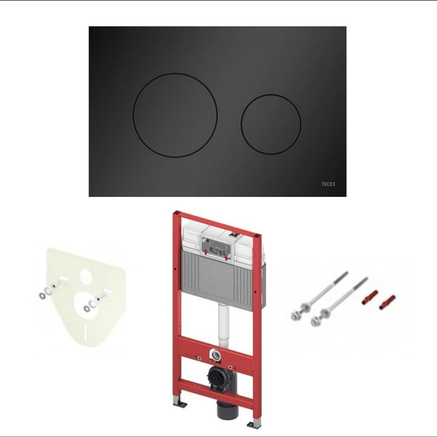 Набір модуля TECEbase 2.0 для підвісного унітазу; панель змиву TECEloop пластикова чорна матова ...