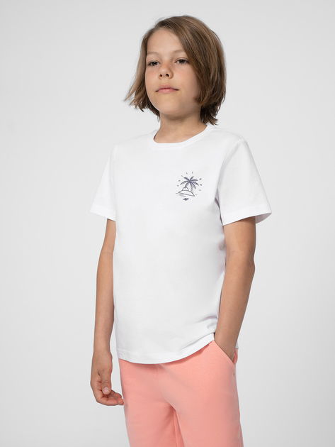 Подростковая футболка для мальчика 4F 4FJSS23TTSHM286-10S 158 см Белая ...