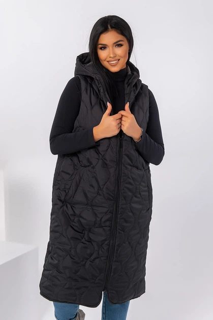Длинный стеганый жилет с капюшоном 3192523 XL-2XL (52-54) Чёрный – Брендовая одежда | ROZETKA