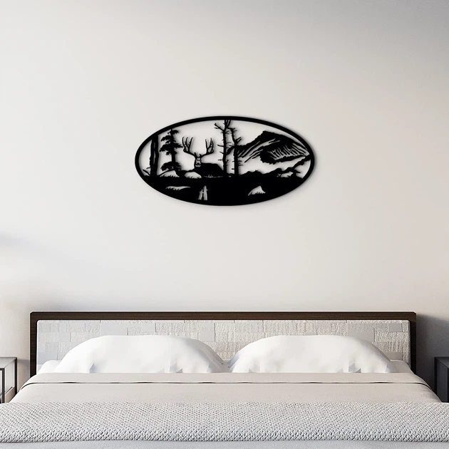 Декоративне панно з дерева Woodyard Домівка оленя 95x48 см Чорний 1291sblack37 фото відгуки
