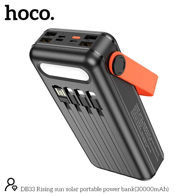 Power bank HOCO Rising sun solar portable 30000mAh DB33 |4USB/Type-C ...
