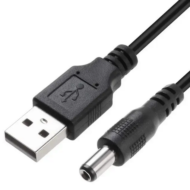 Кабель для WiFi роутера 5В, USB-DC, для питания от Power Bank, Черный ...