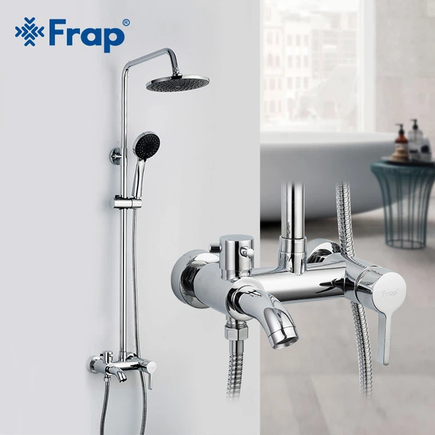Душевая система с верхним душем Frap H24 F2416, излив, лейка 3 режима, хром – фото, отзывы ...