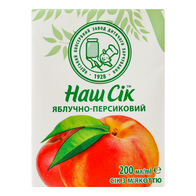 Сок Наш Сік Яблочно-персиковый с мякотью 0.2 л (4820003689998) от ...