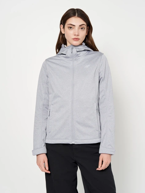 Спортивна вітрівка з капюшоном жіноча 4F Softshell Jacket F055 4FSS23TSOFF055-27M XS Сіра ...