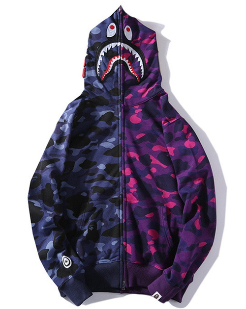 Кофта с капюшоном акулой на молнии Full Zip в стиле оверсайз Мужская S ...