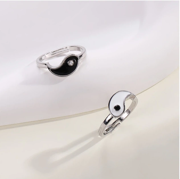 Парні кільця Інь Ян для закоханих регульовані Стильні аксесуари з доставкою Rozetka