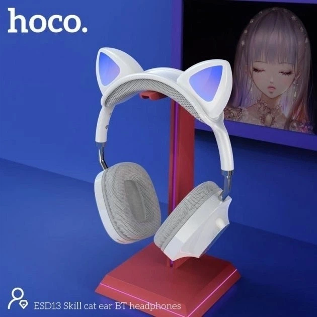 Bluetooth-навушники Hoco Cat |Type-C, 7h, TF, FM|RGB White купити в ...