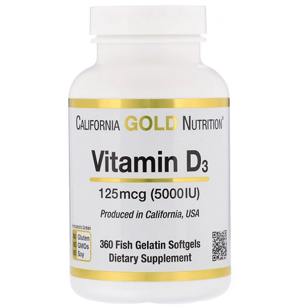 Витамин D California Gold Nutrition Vitamin D3 5000 IU 360 Fish ...