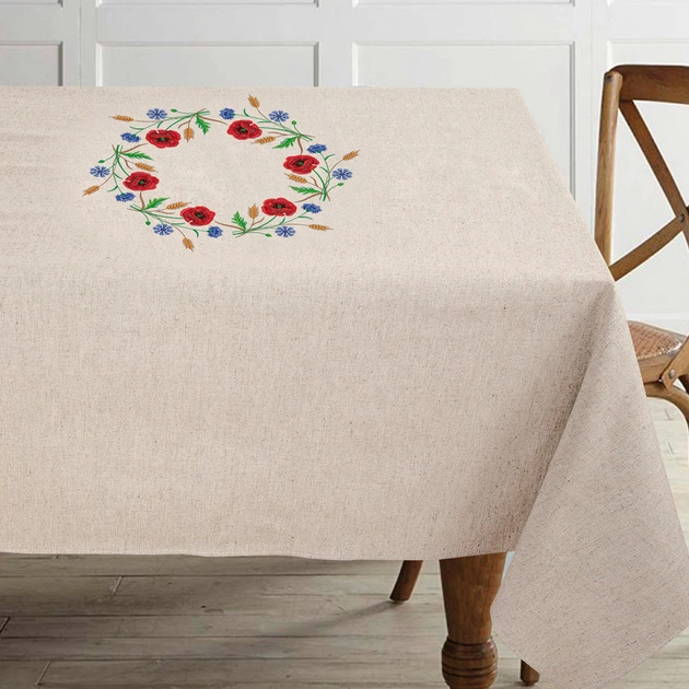 Скатерть Ярослав 150х225 см с вышивкой 002 Лен/полулен (10225 диз.002 ...