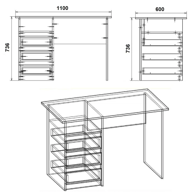 Стіл письмовий з тумбою Декан Компаніт Яблуня купити онлайн на Rozetka