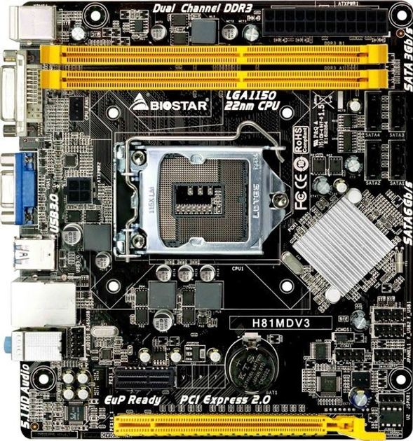 Материнская плата Socket 1150 BioSTAR H81MDV3 ( s1150, DDR3, USB 3.0 ...