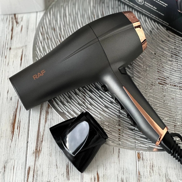 Професійний фен RAF-R.409G для укладання волосся з регуляцією швидкості та температури 2200 Вт ...