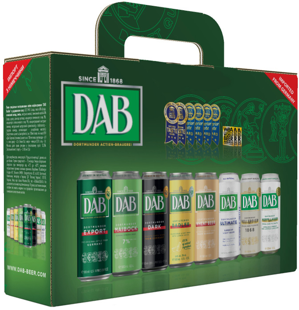 Подарочный набор пива DAB Export 5% 0.5 л x 1 шт + DAB Wheat Beer 4.8% ...