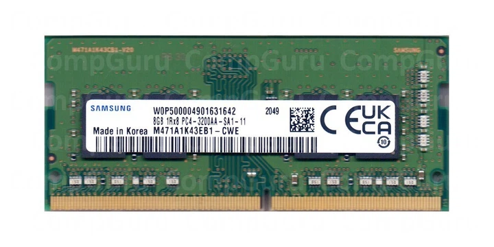 Ноутбучная оперативная память Samsung DDR4 8GB 3200MHz SO-DIMM 1Rx8 PC4-3200AA (M471A1K43EB1-CWE ...