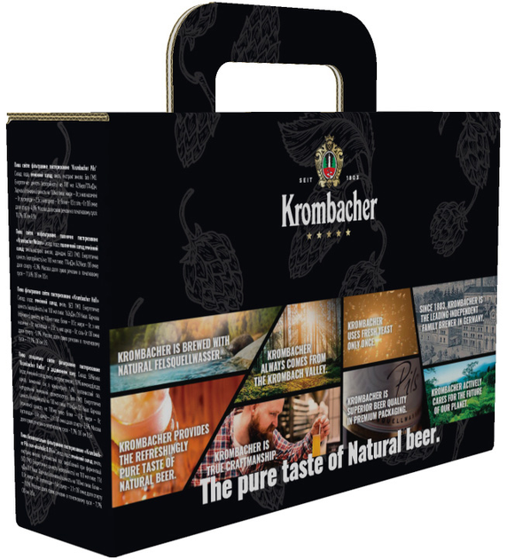 Подарунковий набір пива Krombacher Pils 4.8% 0.5 л x 1 шт + Krombacher ...