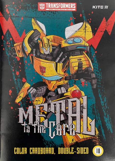 Набір кольорового картону Kite Transformers двостороннього 10 аркушів ...