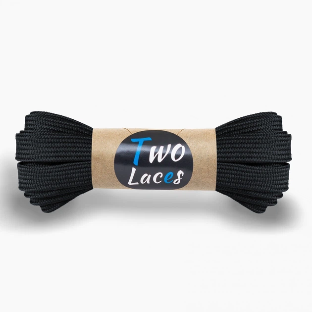 Шнурки для обуви Two Laces плоские 10 мм, длина 100 см, чёрный ...