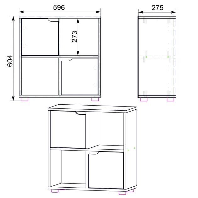 Стелаж відкритий закритий Полиця Тумба Шафа з дверцятами та полицями Компаніт П 35 Білий німфея