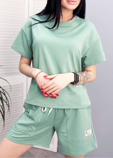 Женский летний костюм с шортами двухцветный GF07111 цвет фисташковый ...