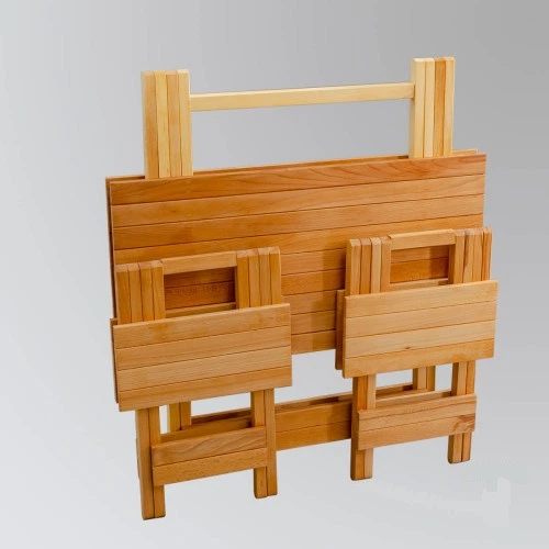 Розкладний деревяний стіл для пікніка та саду Steel з 4 стільцями 72х72 см Матеріал Бук