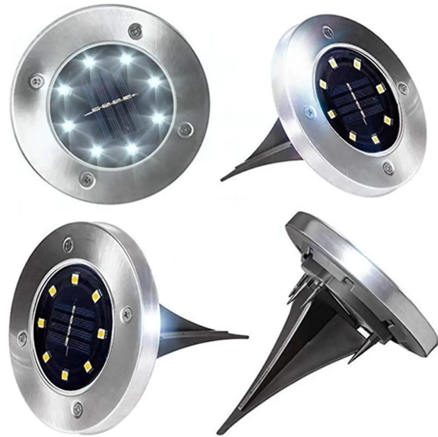Светильник на солнечной батарее DISK Lights подсветка для сада 8 Led ...